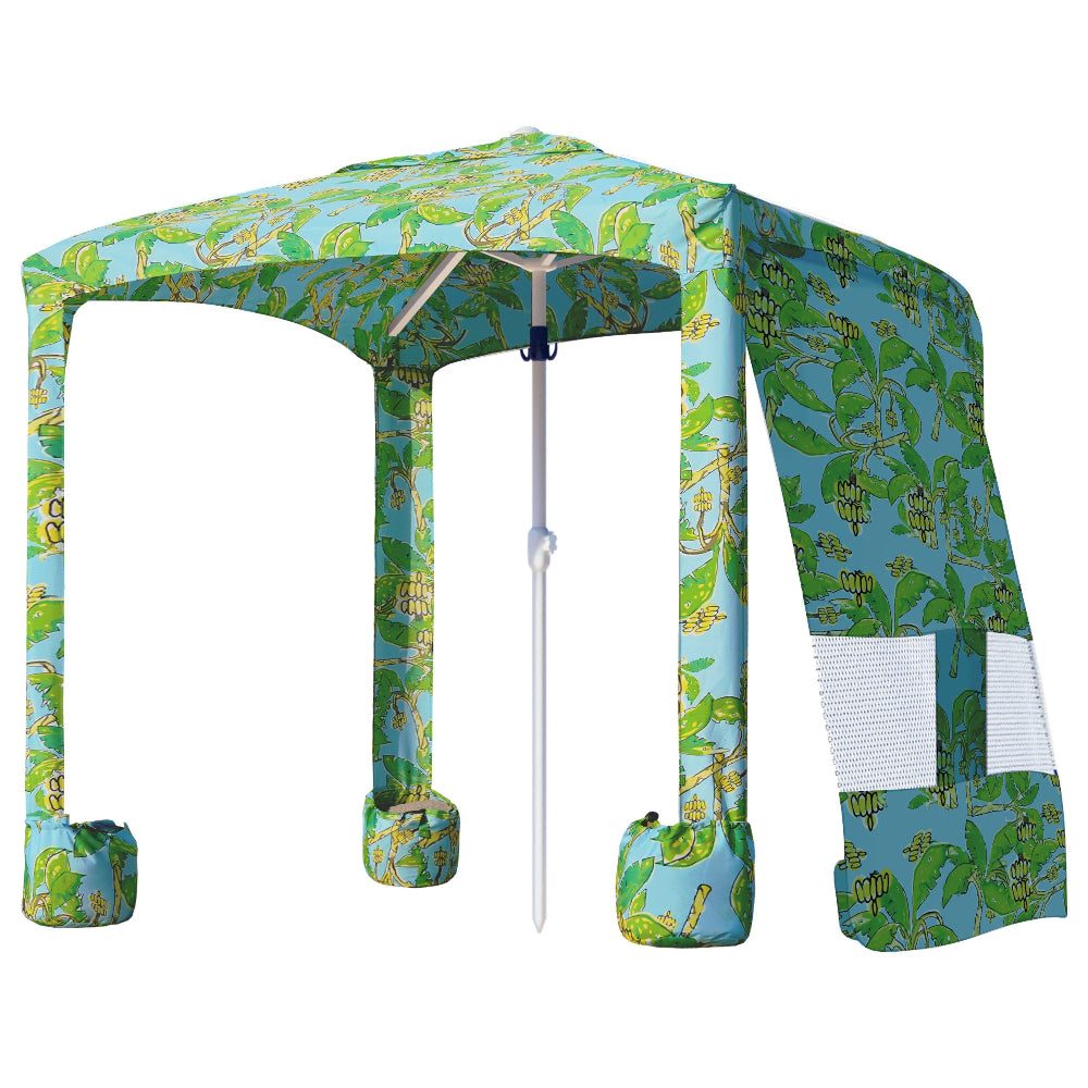 AMMSUN 6.2'×6.2' Beach Cabana With Privacy Sunwall,Dazzling Banana | AMMSUN Beach Umbrella